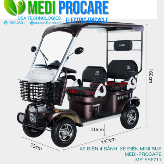 Xe điện 4 bánh có mái che, xe điện mini bus, giá rẻ MEDI-PROCARE MP ...